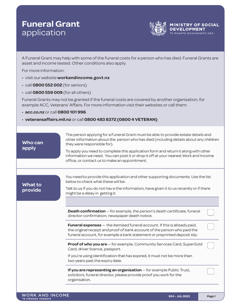 Funeral Grant Application Guide | PDF | Pension | Expense
