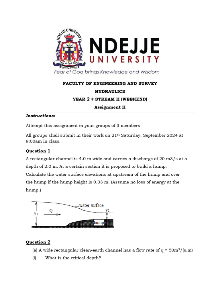 Hydraulics Assignment II 2024 | PDF