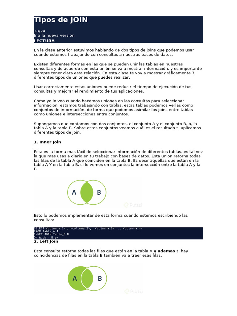Tipos de JOIN | PDF | Bases de datos | Gestión de datos