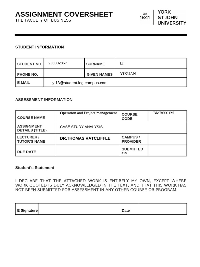 Li Yixuan Cover Page Assig 1 | PDF