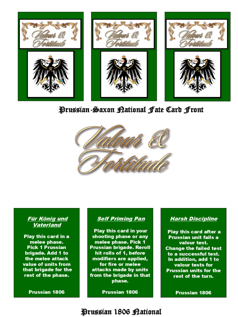 v2 Valour and Fortitude Prussian Saxon Cards | PDF | Warfare | Military ...