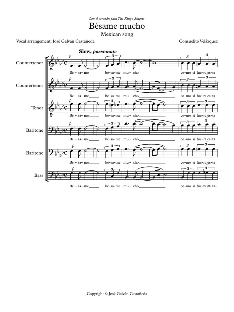 Bésame Mucho King's Singers | PDF | Notación musical | Composiciones ...