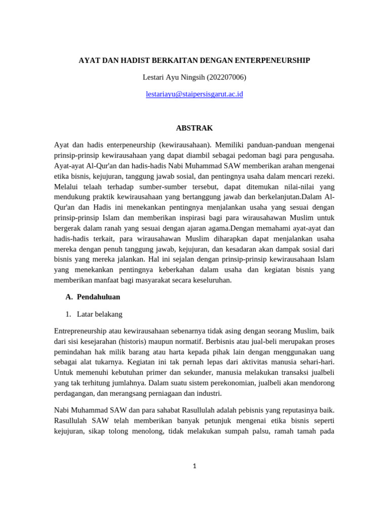 Rekapan Makalah Studi Ayat Dan Hadits Ekonomi | PDF