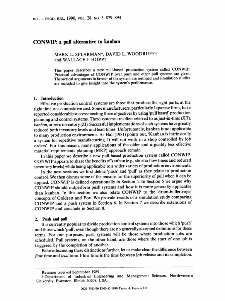 CONWIP - A Pull Alternative To Kanban | PDF