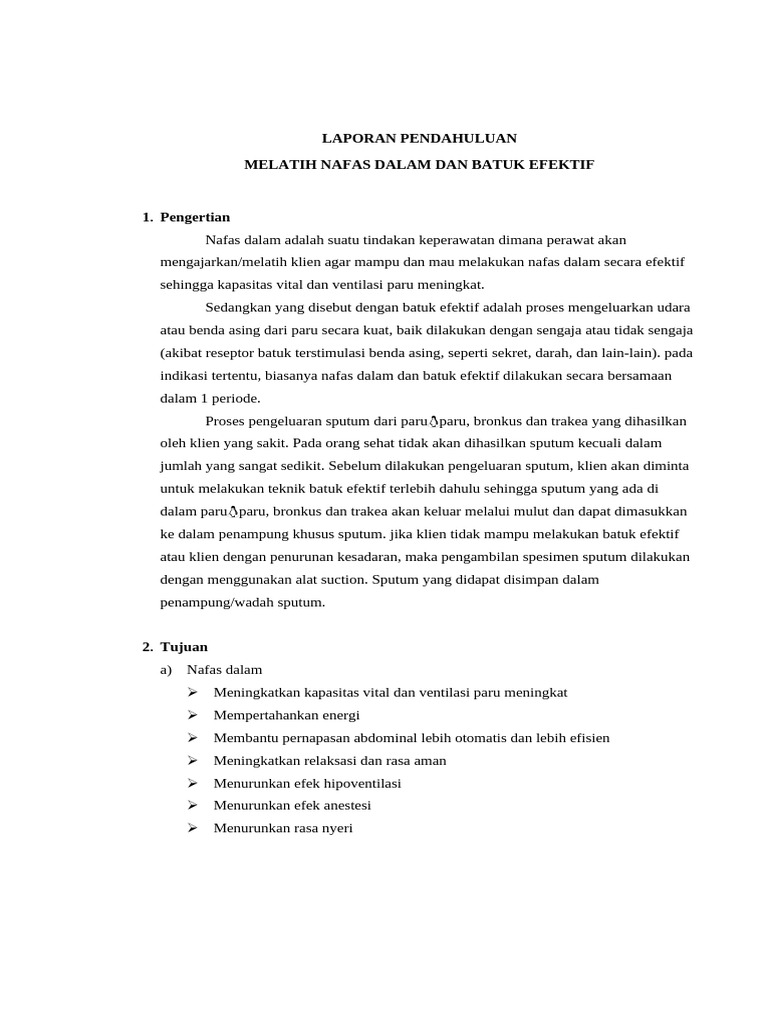 Teknik Nafas Dalam dan Batuk Efektif | PDF