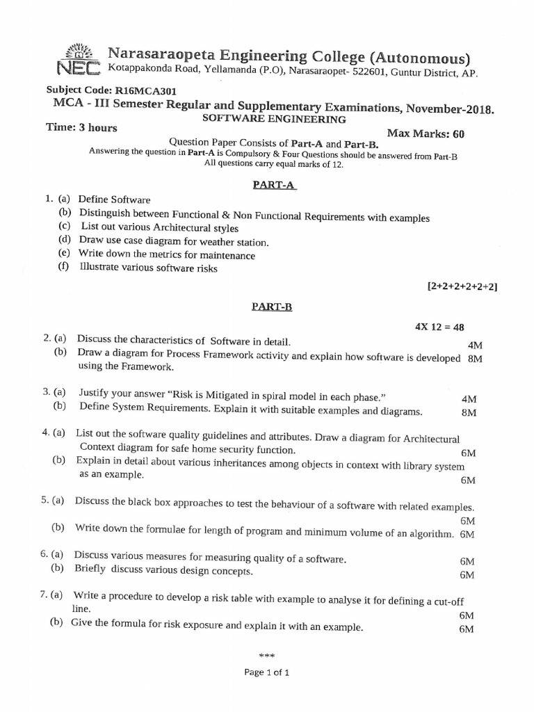 JNTUK MCA 3 Sem 2018 Papers | PDF