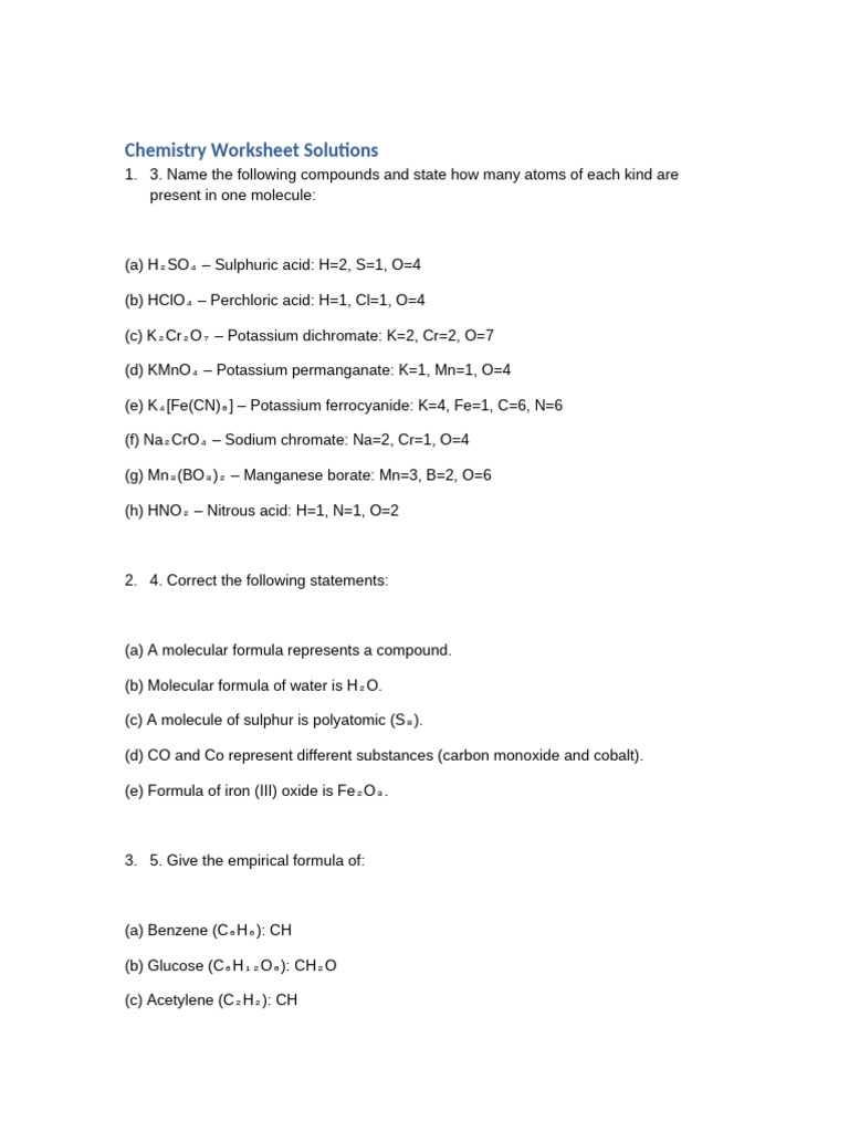 Properly Typed Chemistry Solutions | PDF | Ion | Molecules