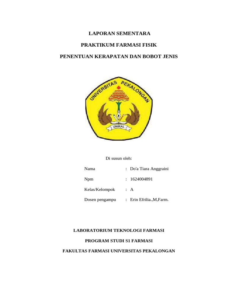 Penentuan Kerapatan dan Bobot Jenis Zat | PDF
