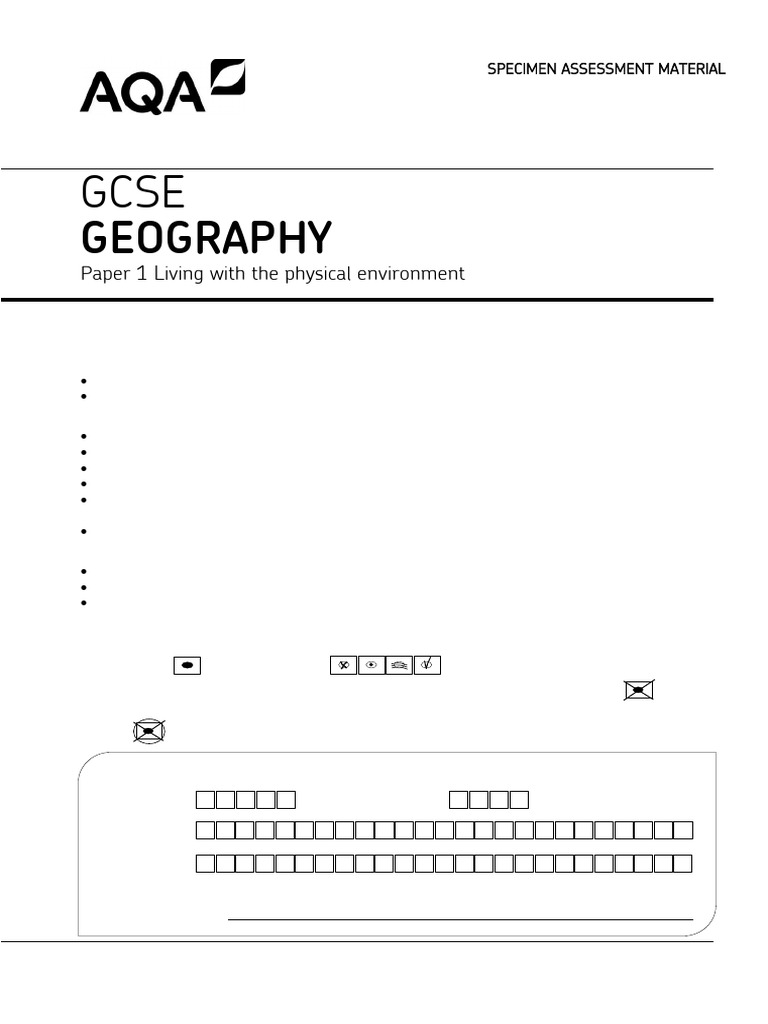 AQA GCSE Geography Paper 1 Specimen | PDF | Tropics | Rain