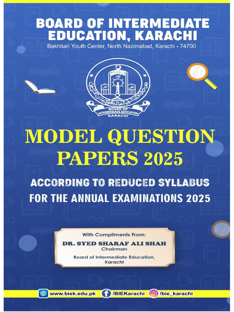 Model Paper 2025: Reduced Syllabus | PDF
