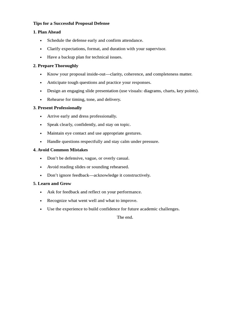 Proposal Defense Preparation Tips | PDF