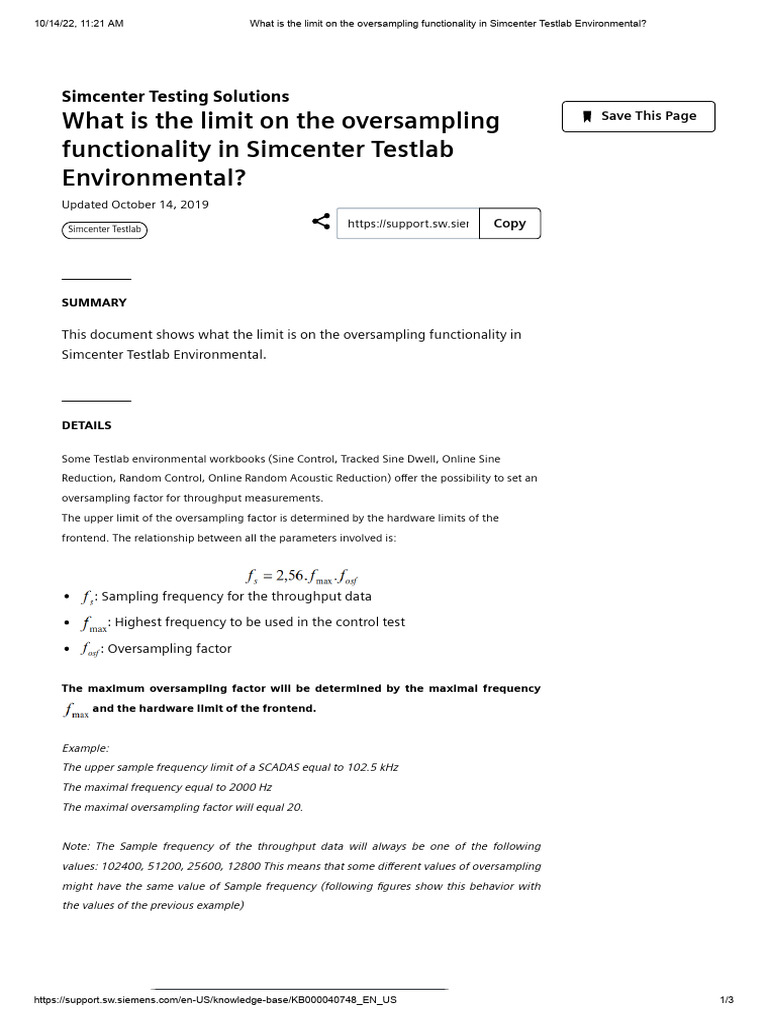 What Is The Limit On The Oversampling Functionality in Simcenter ...