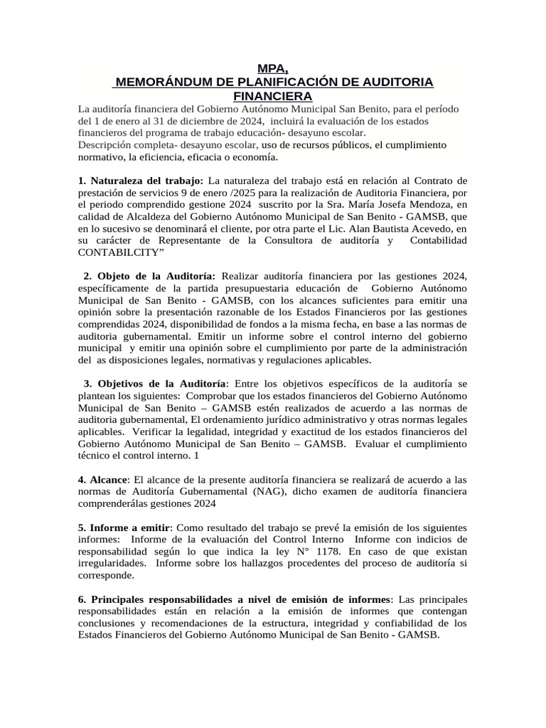 MPA1 | PDF | Auditoría | Contralor