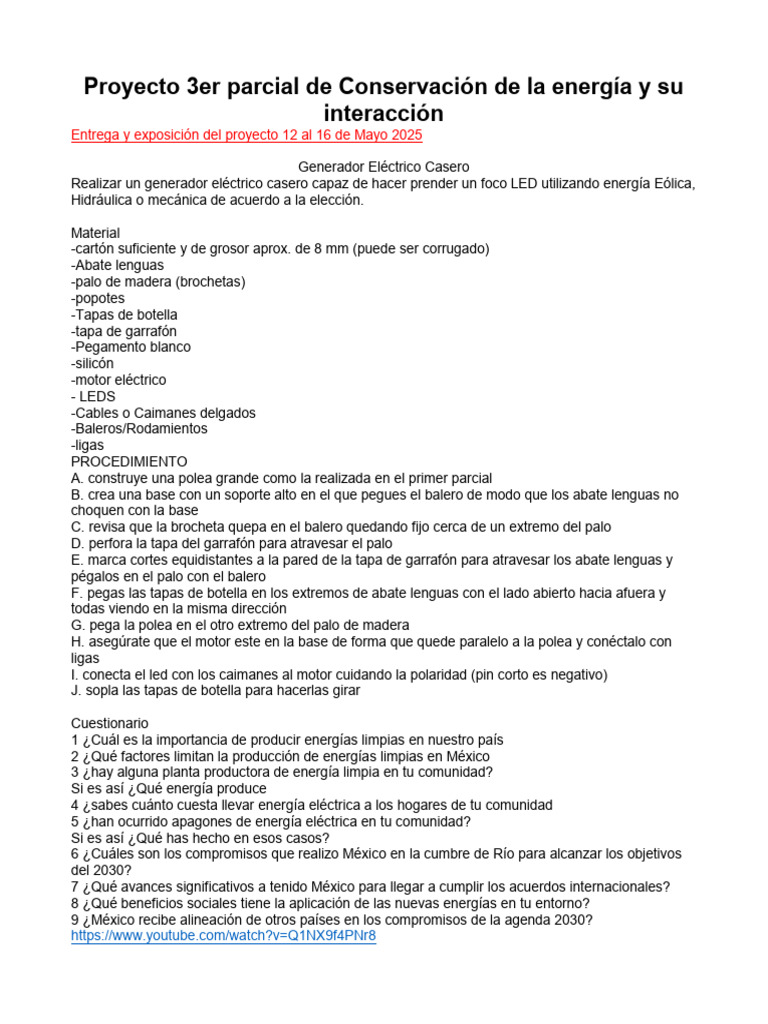 Proyecto 3er Parcial de Conservación de La Energía y Su Interacción | PDF