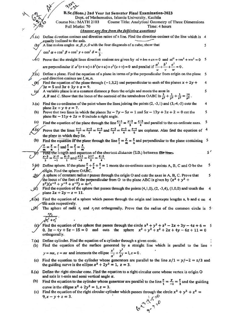 Analytical Geometry of 3D | PDF