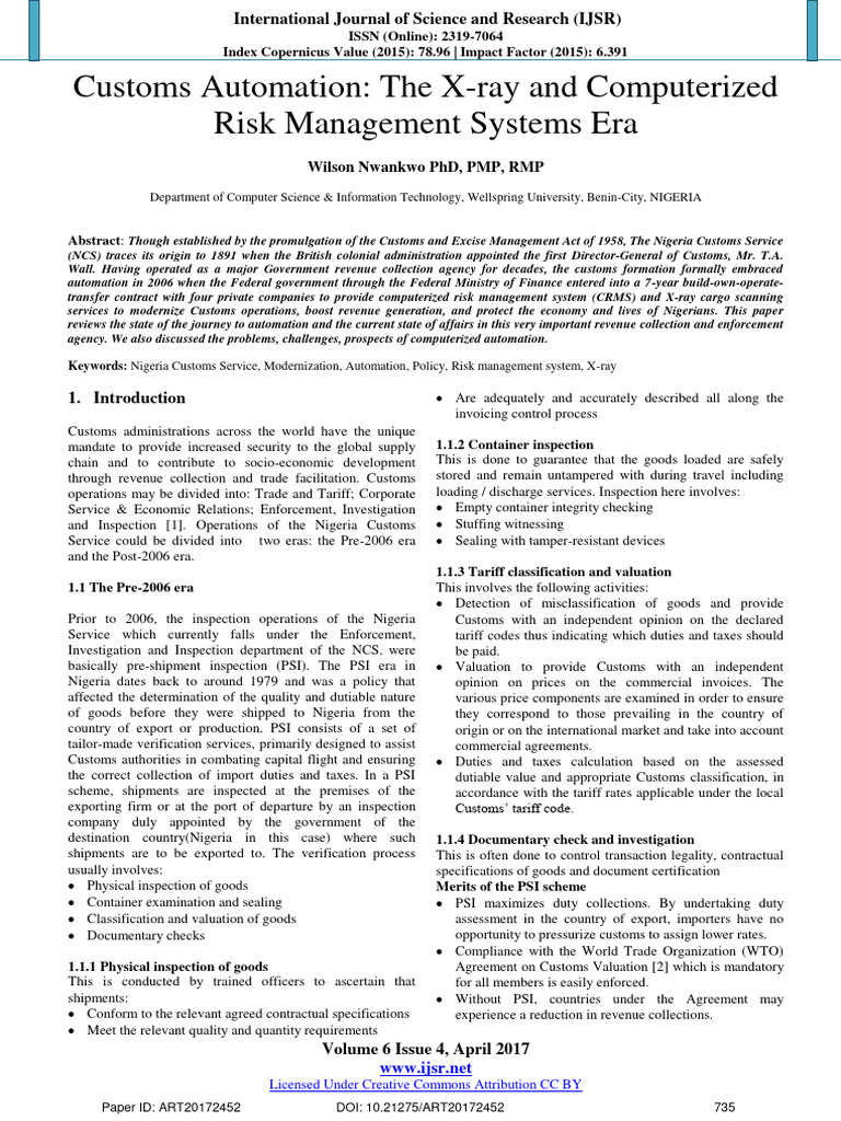 Customs Automation in Nigeria: 2006-2025 | PDF | Customs | Image Scanner