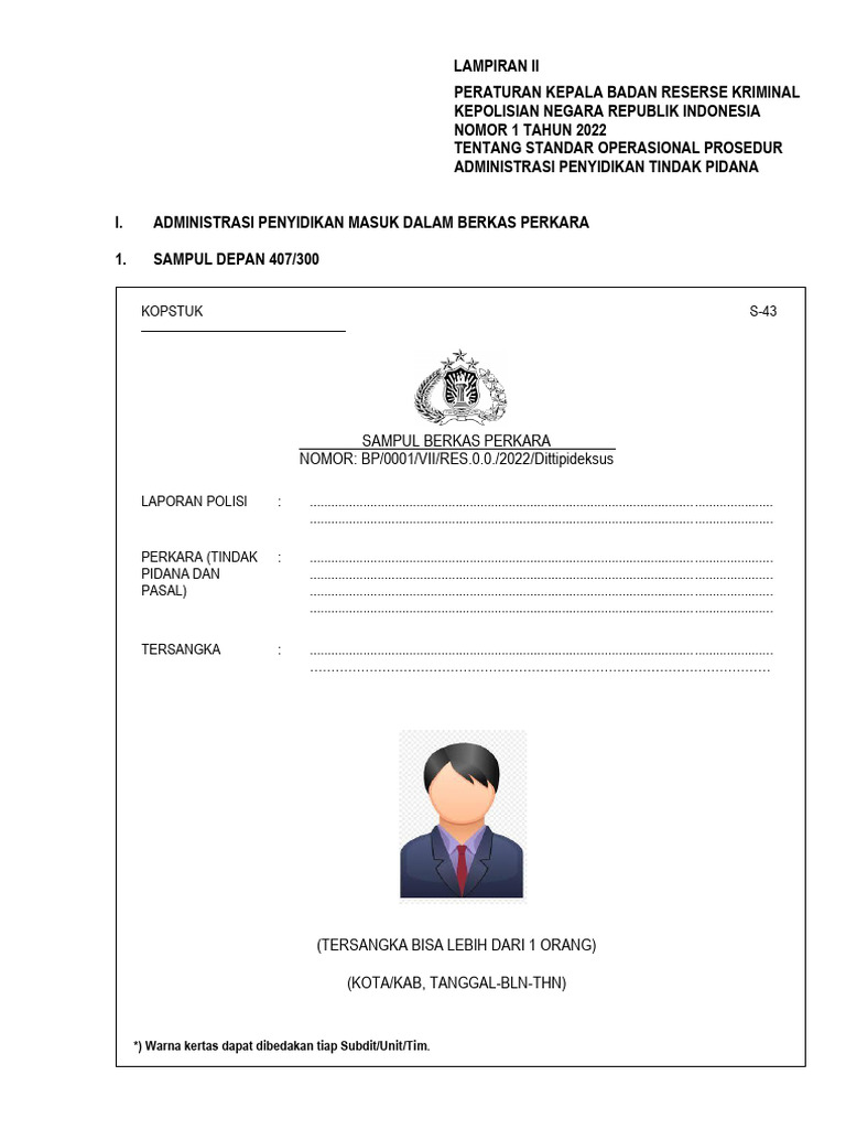 Format Mindik Perkaba 1 Tahun 2022 Rev 12-2024.Sb PDF | PDF
