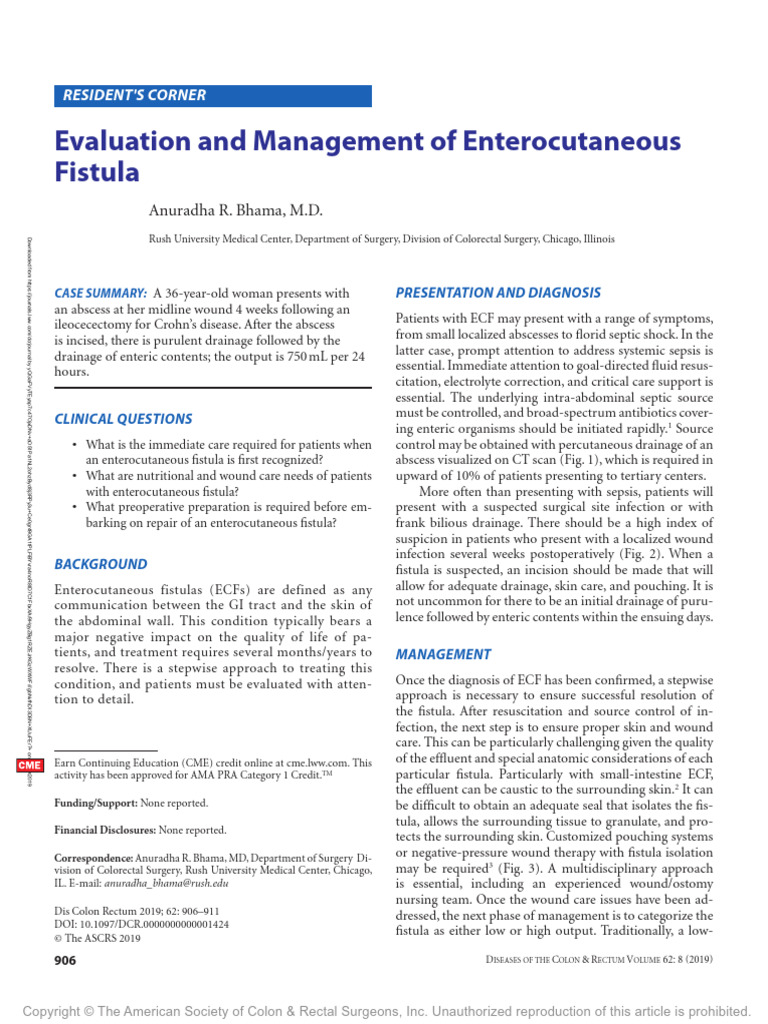 Enterocutaneous Fistula Evidence Based Management 2876 | PDF | Sepsis ...