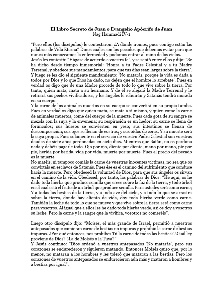 Evangelio Apócrifo de Juan: Vida y Alimento | PDF | Creencia religiosa ...