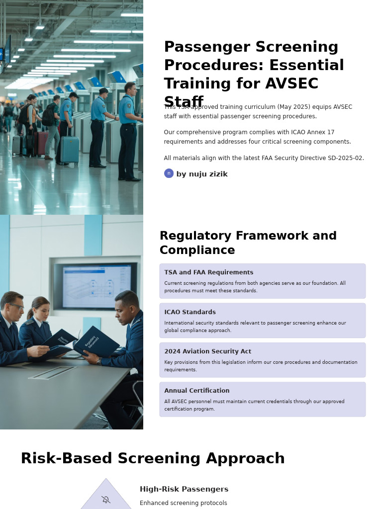 Passenger Screening Procedures Essential Training For AVSEC Staff | PDF | Airport Security