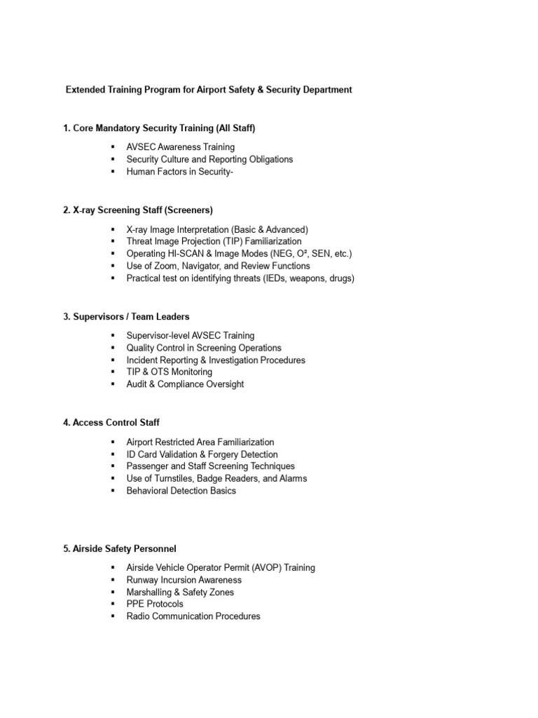 Extended Training Program For Airport Safety | PDF | Computer Security | Security