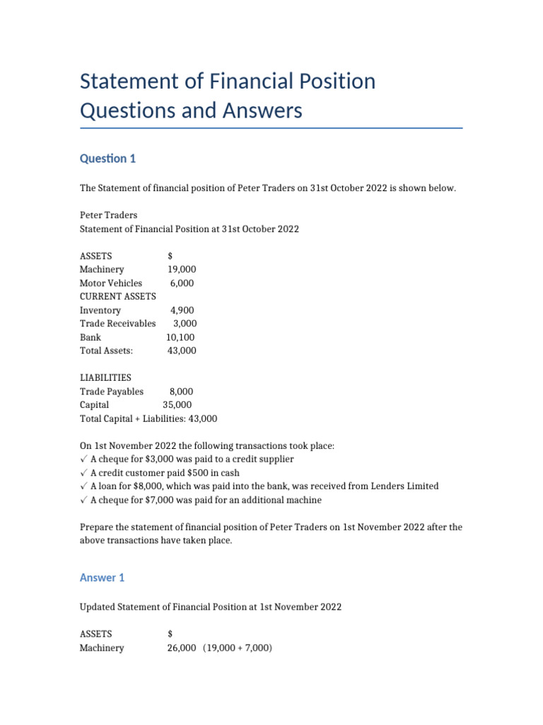 Financial Position Updates for Traders | PDF | Balance Sheet | Banks