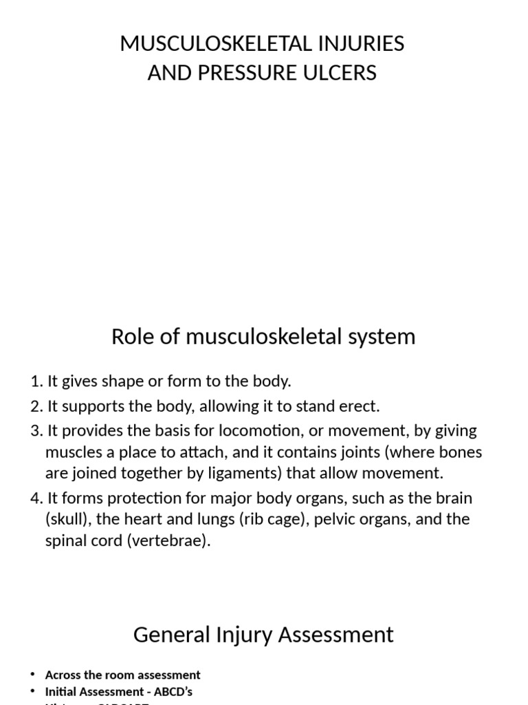 Musculoskeletal Injuries & Pressure Ulcers Guide | PDF | Human ...