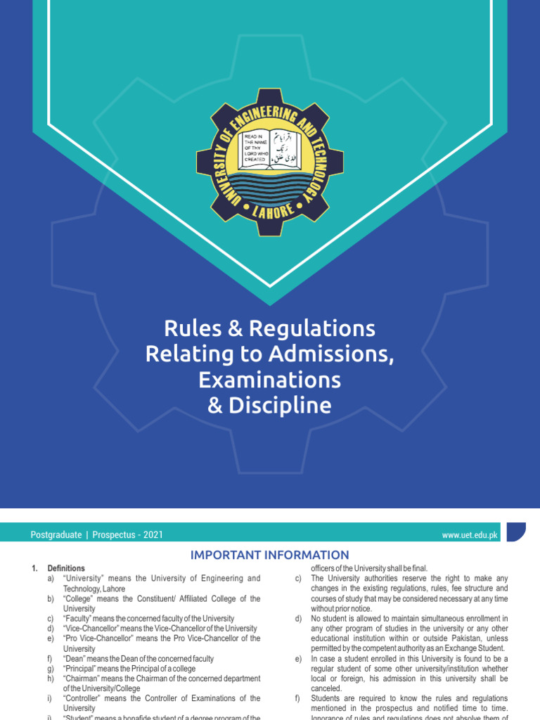 Rules Regulations Relating To Admission Examination and Discipline | PDF | Course Credit | Thesis