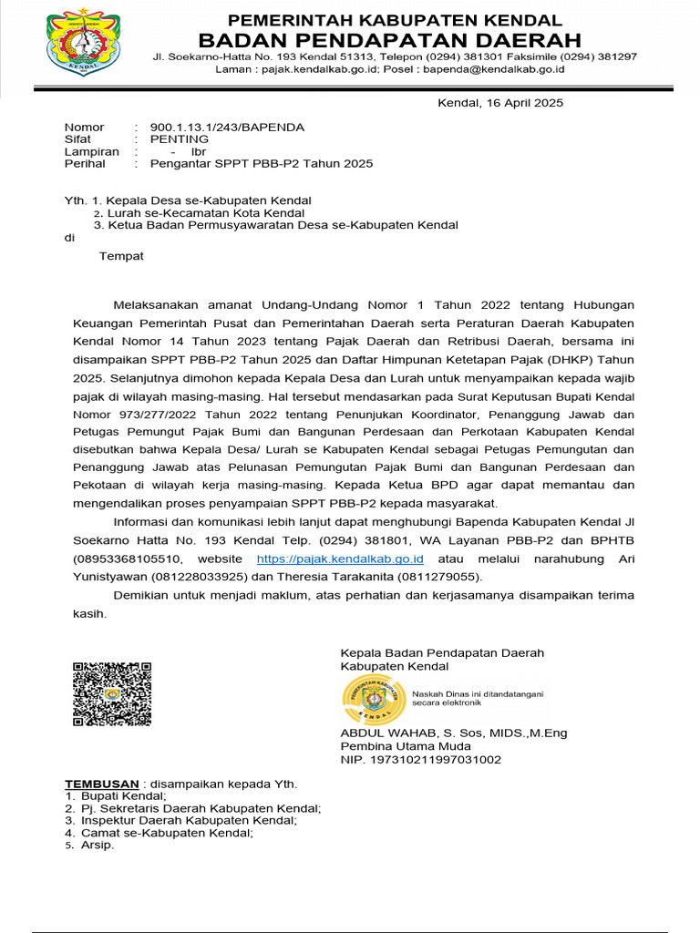 Penyampaian SPPT PBB P2 2025 | PDF