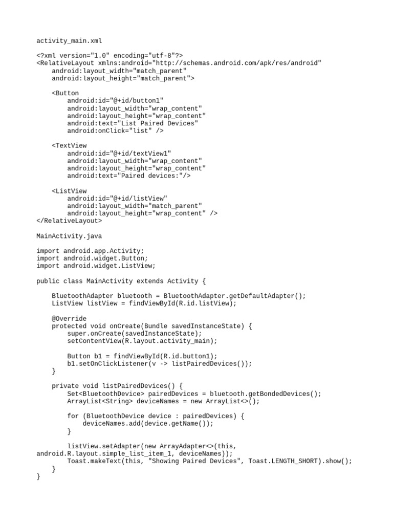 Bluetooth Paired Devices List App | PDF