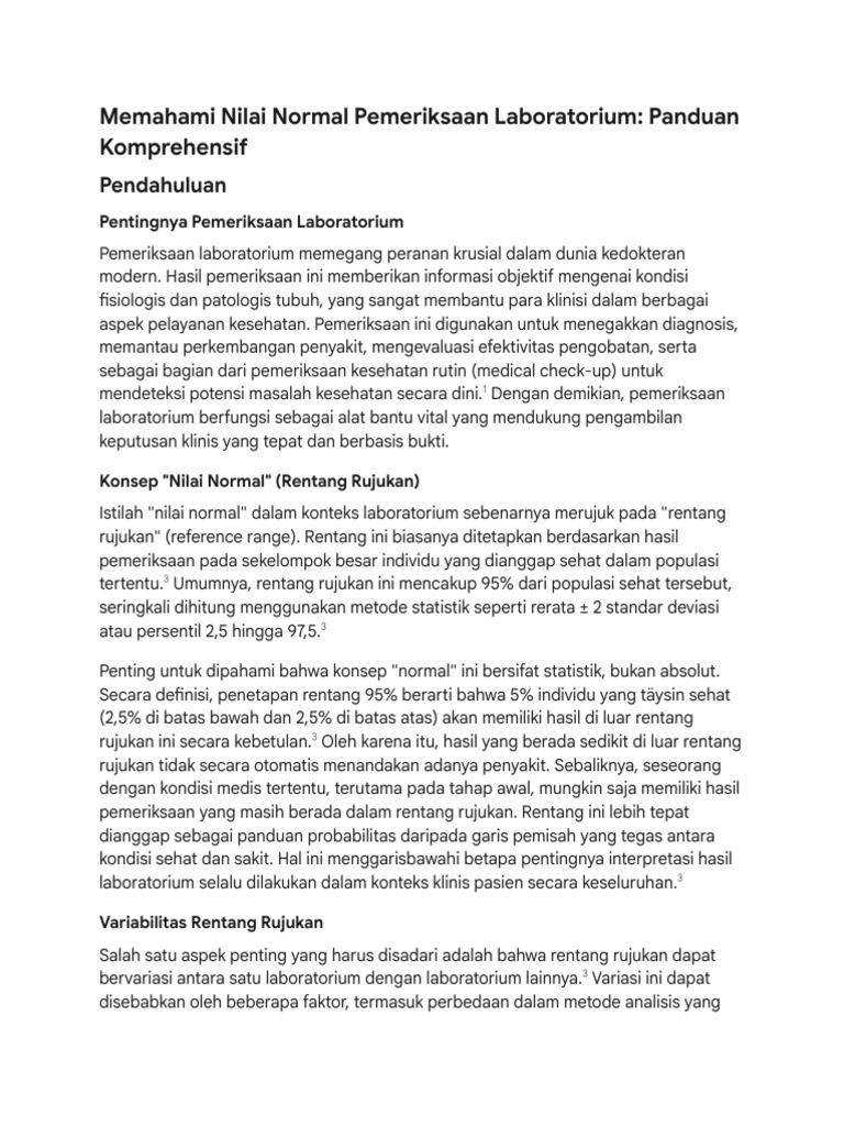 Nilai Normal Pemeriksaan Lab | PDF