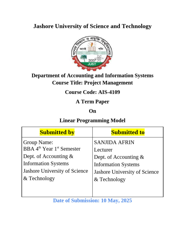 Project Management Cover Page | PDF