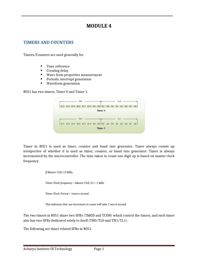 MODULE 4 - Timers and Counters - Lecture Notes | PDF | Microcontroller ...