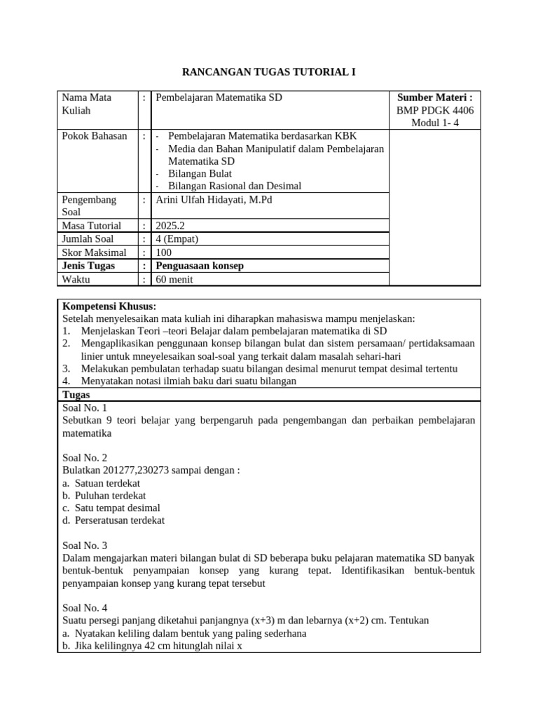 Rancangan Tugas Tutorial I | PDF