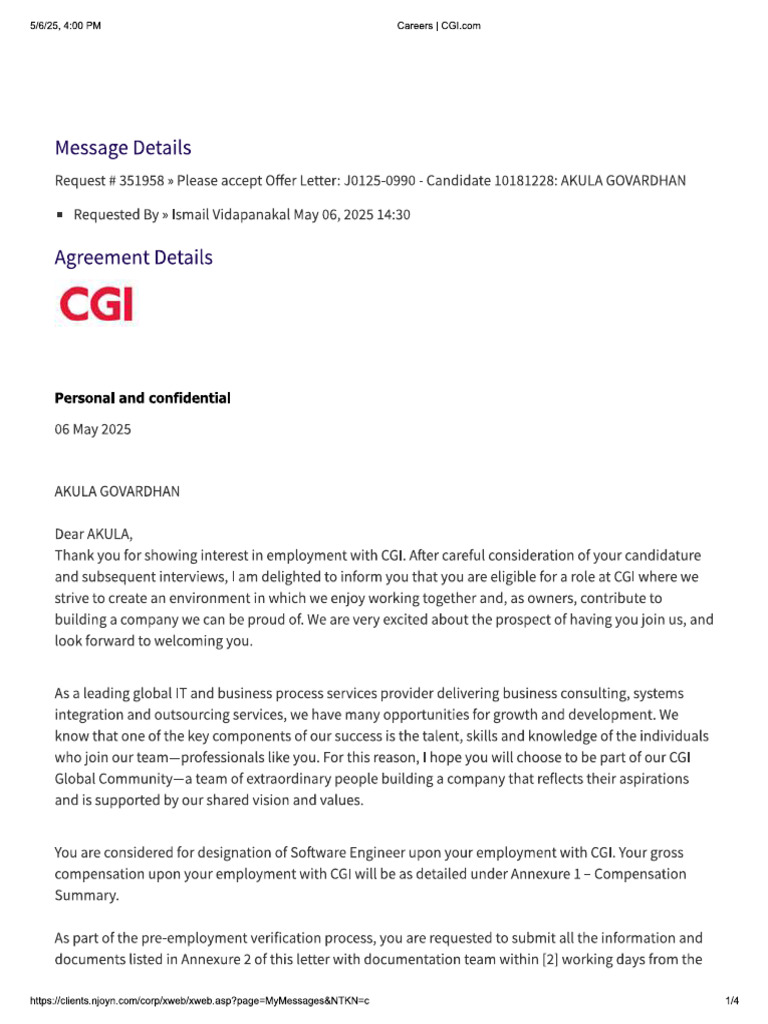 Cgiofferletter | PDF