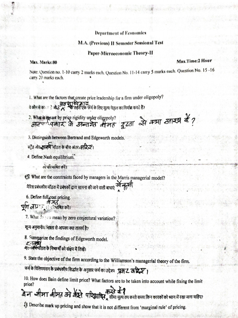 MICRO Economics Pyqs ? | PDF