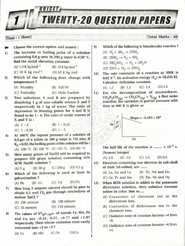Chemistry GUJCET PAPER SET | PDF