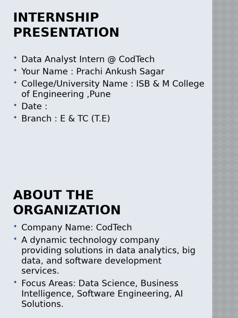 CodTech Internship Presentation | PDF | Data Analysis | Analytics