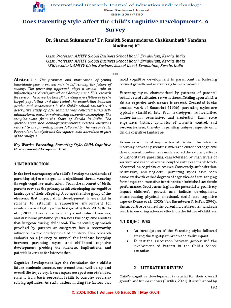 Does Parenting Style Affect the Childs Cognitive Development A Survey.doc | PDF | Parenting ...