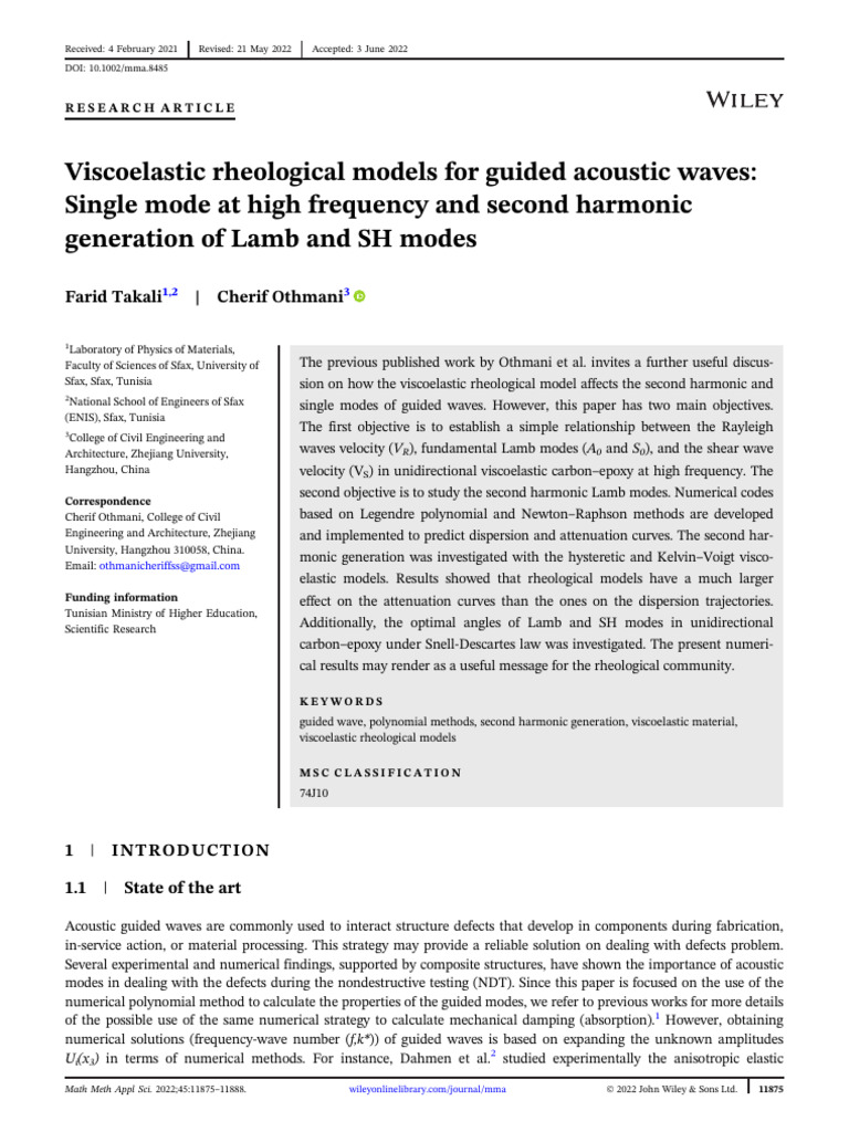 Viscoelastic Rheological Models For Guided Acousti | PDF | Viscoelasticity | Waves