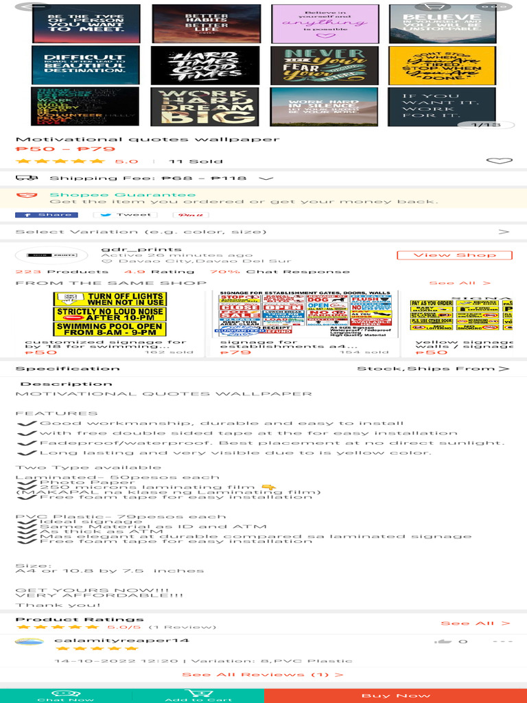 Motivational Quotes Wallpaper Shopee Philippines | PDF | Materials ...