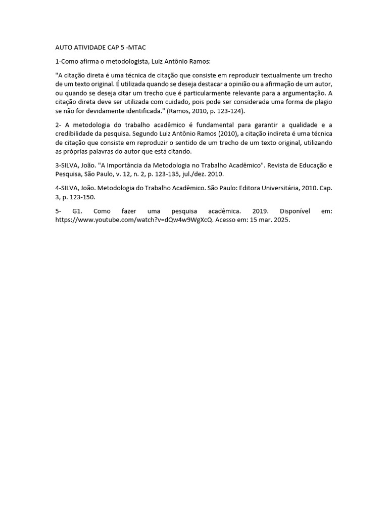 Auto Atividade Cap 5 | PDF