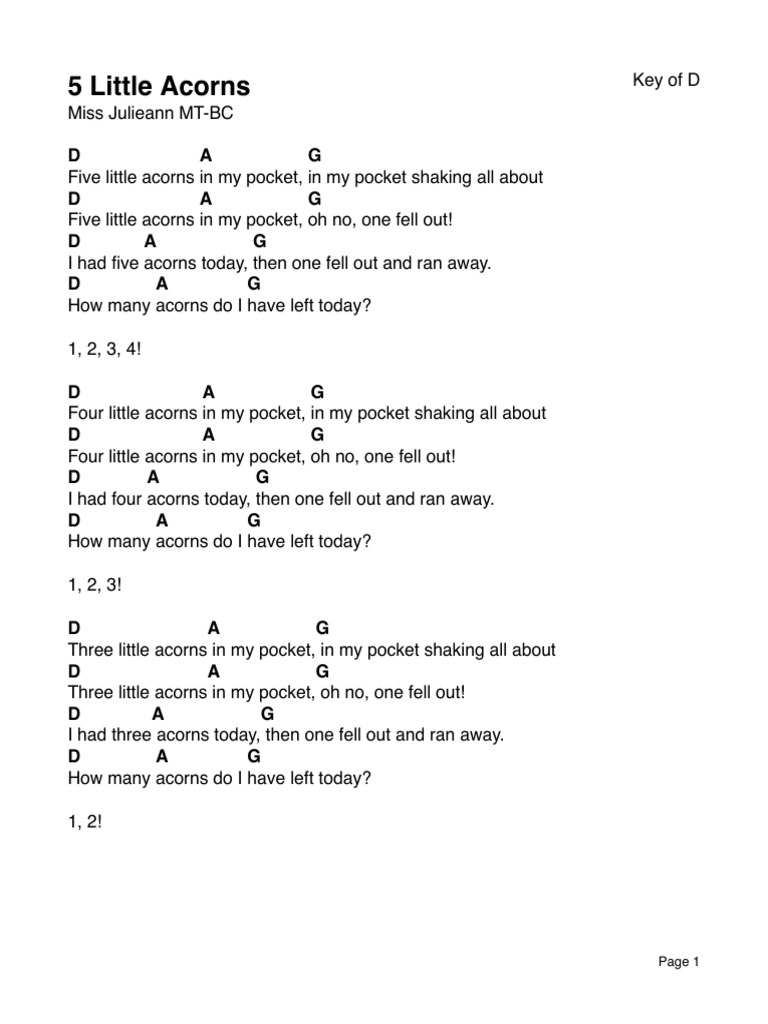 5 Little Acorns | PDF