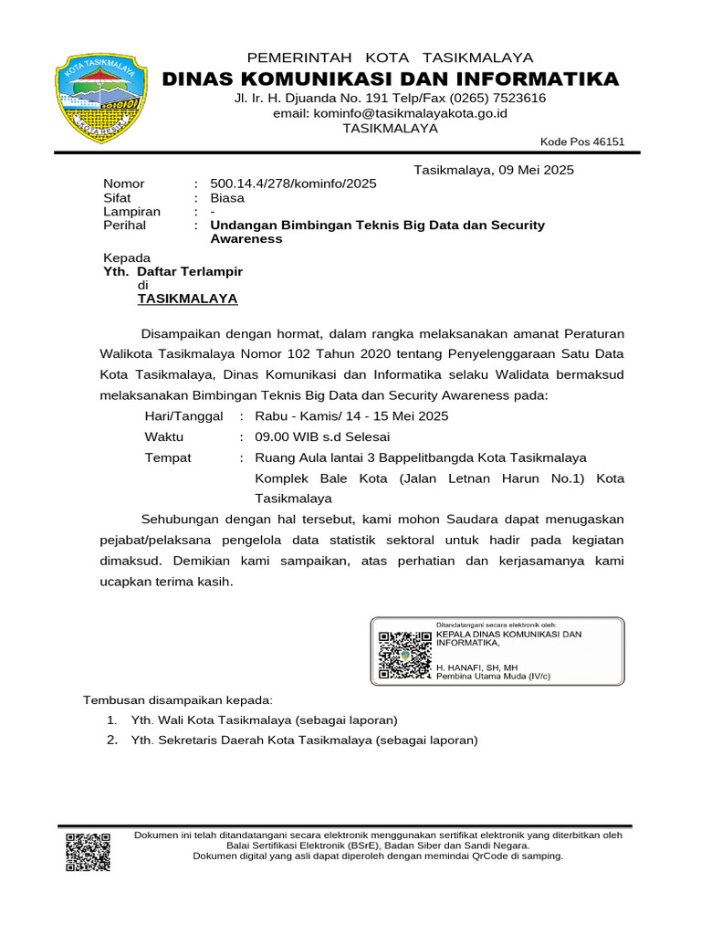 Surat Undangan Bimtek Big Data | PDF