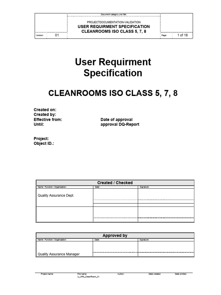 One of The Most Important URS in Clean Room | PDF | Door | Wall