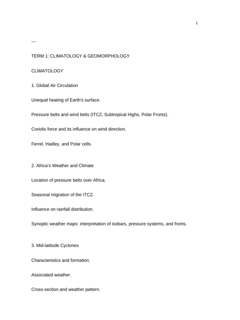 Geography Notes Grade 12 Atp Aligned | PDF | Atmospheric Circulation | Rain