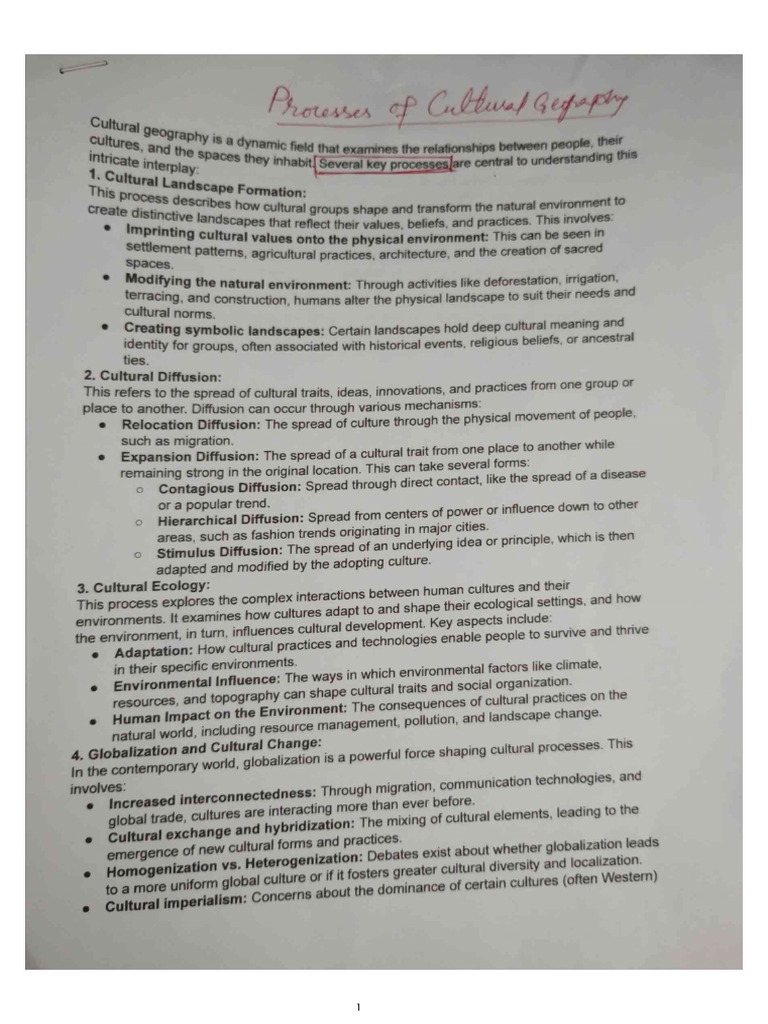 Cultural Geography Unit-2 | PDF