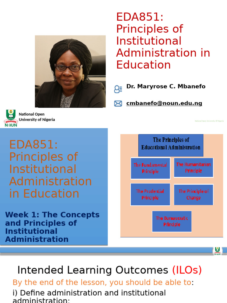 Week 1 Concepts and Principles of Institutional Administration ...