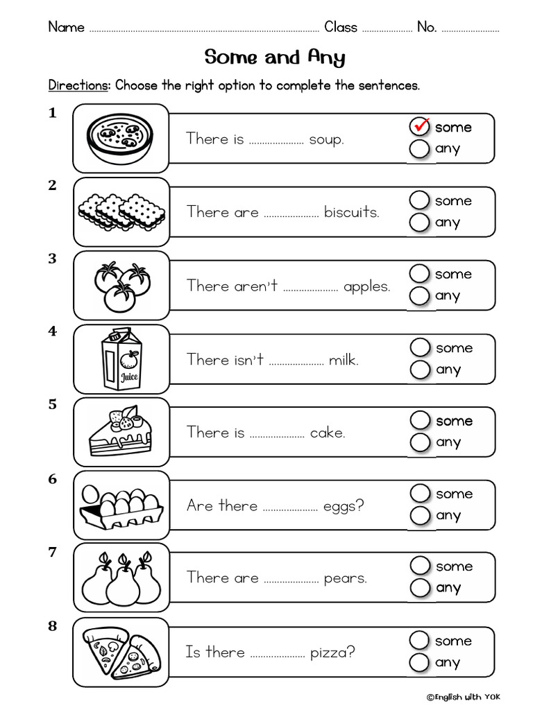 Some and Any Exercises | PDF | Foods | Cuisine