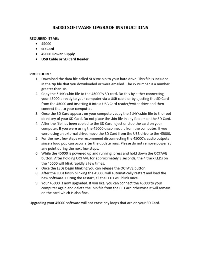 Software Upgrade Instructions | PDF
